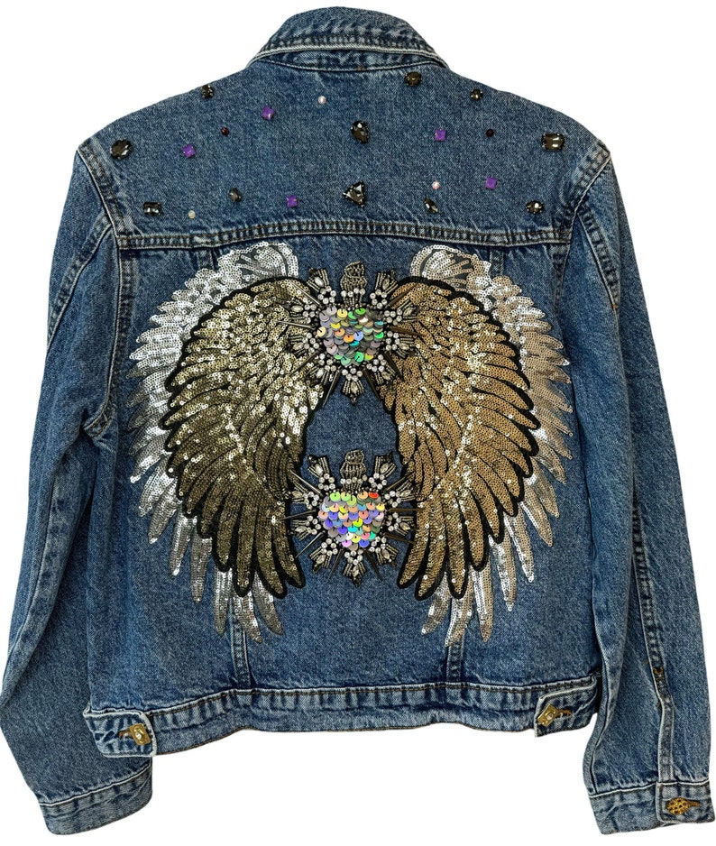 Denim Jacket With Silver Wing Denim Jacket Vintage Denim Jacket Silver ...
