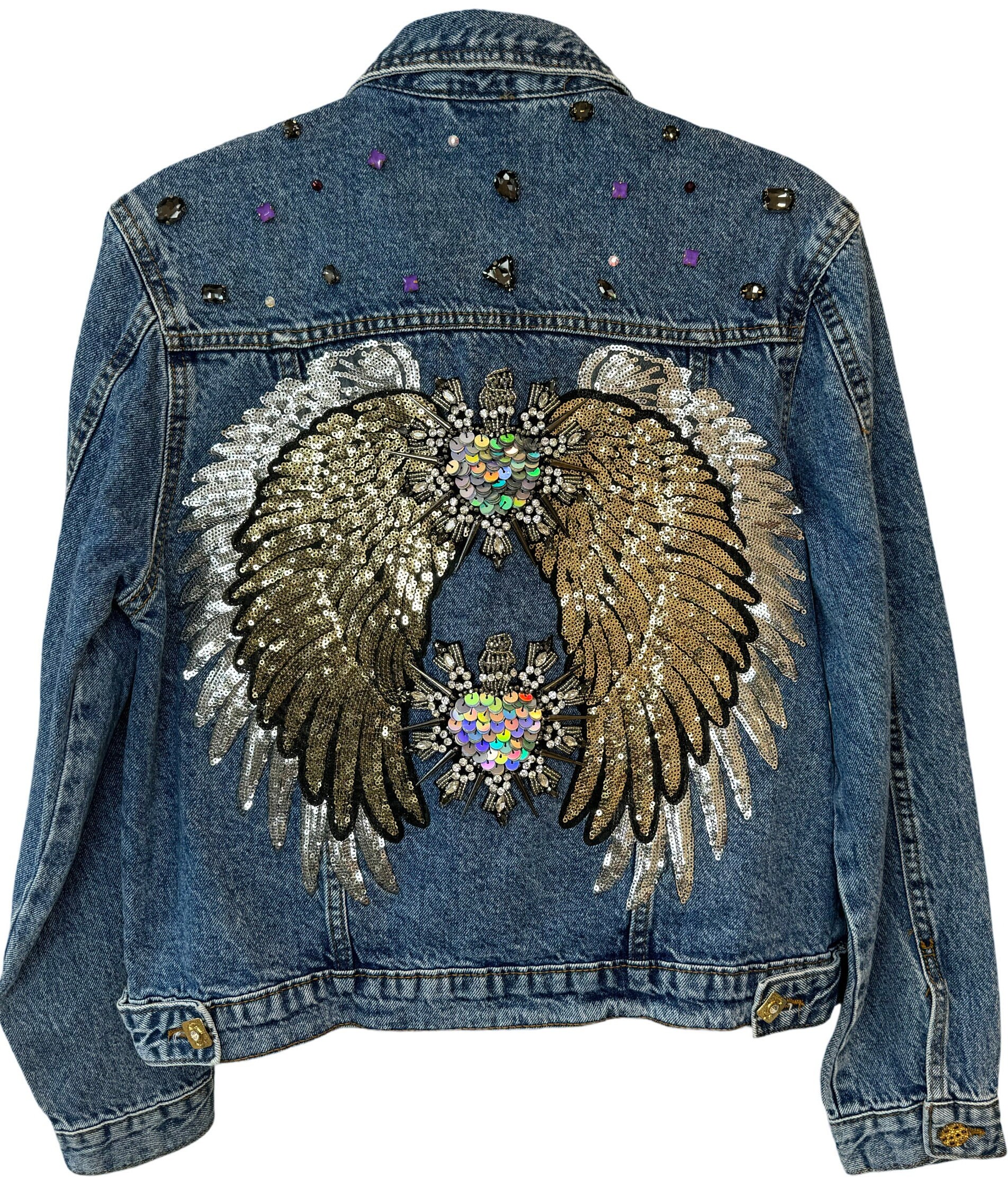 Denim Jacket With Silver Wing Denim Jacket Vintage Denim Jacket Silver ...