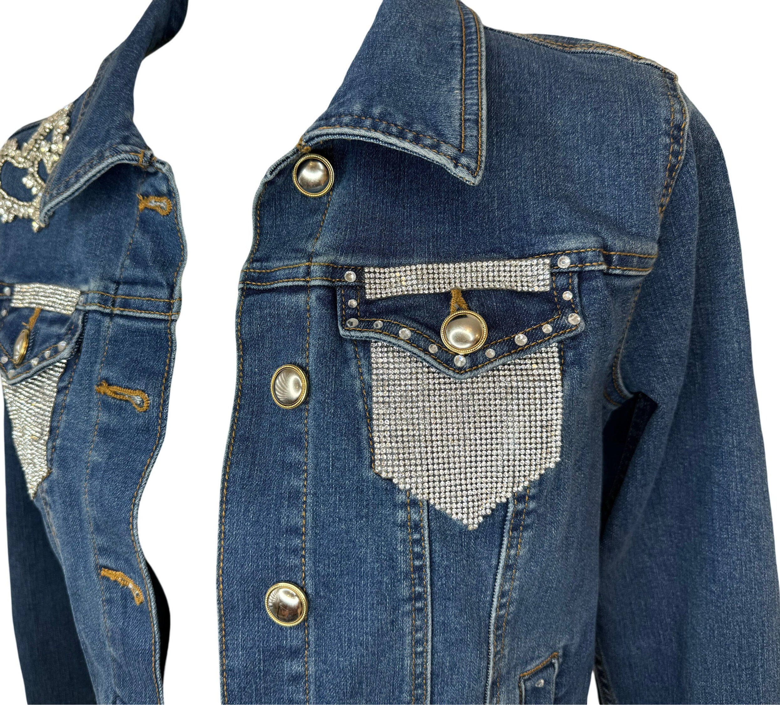 Women's Embroidered Jean Jacket With Wings Women's Silver Accented Jean ...