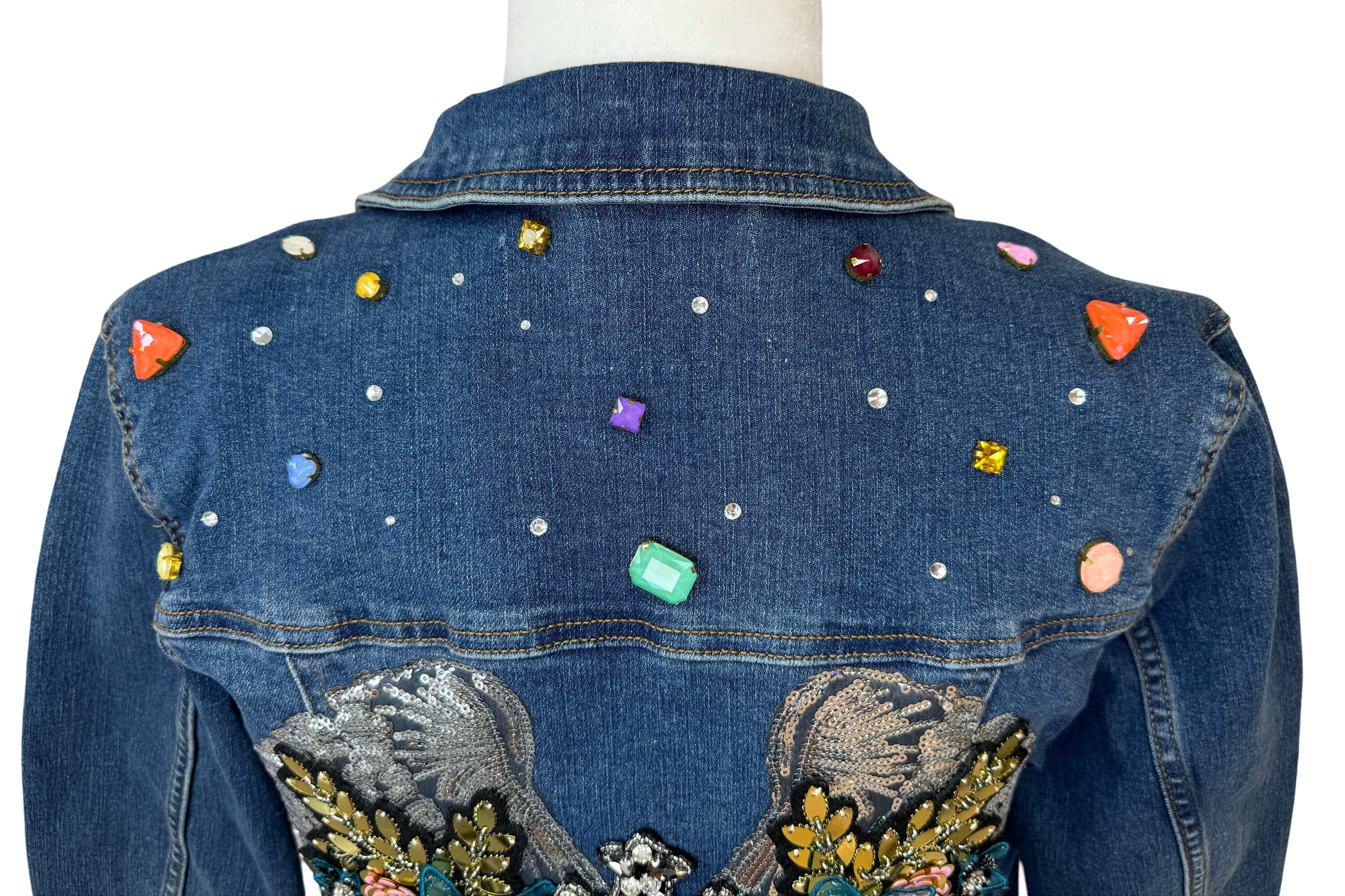 Women's Embroidered Jean Jacket With Wings Women's Silver Accented Jean ...