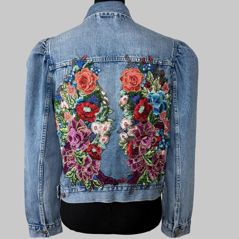Women Floral Embroidered Denim Jacket, Women Handmade Jean Jacket ...