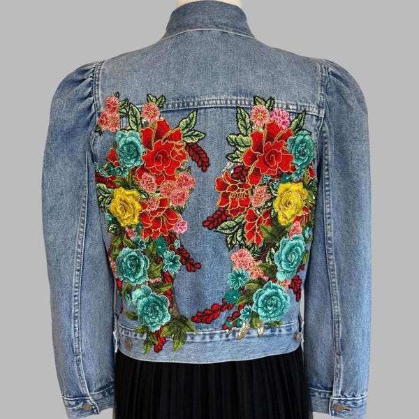 Womens Embroidered Denim Jacket - Etsy