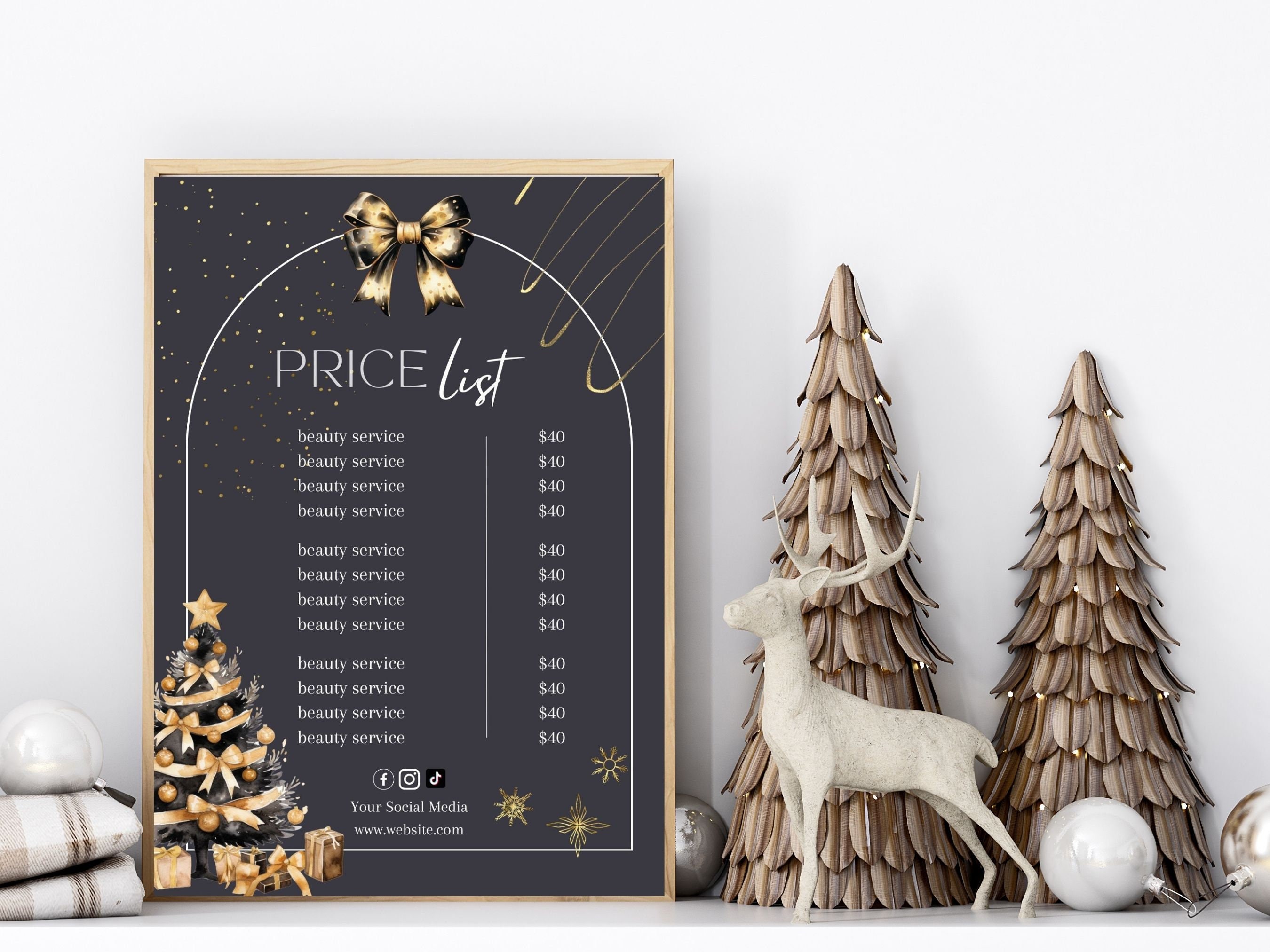 Black and Gold Christmas Price List, Christmas Salon Price List ...