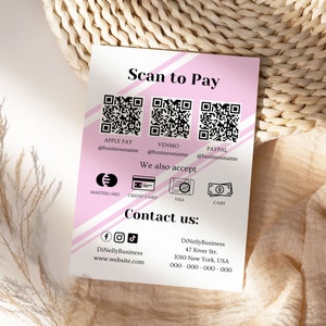 Pink QR Code Scan-to-pay Canva Template, Editable QR Scan to Pay Canva ...