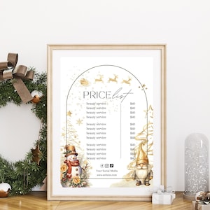 Christmas Price List Template Editable, Spa and Salon Price List ...