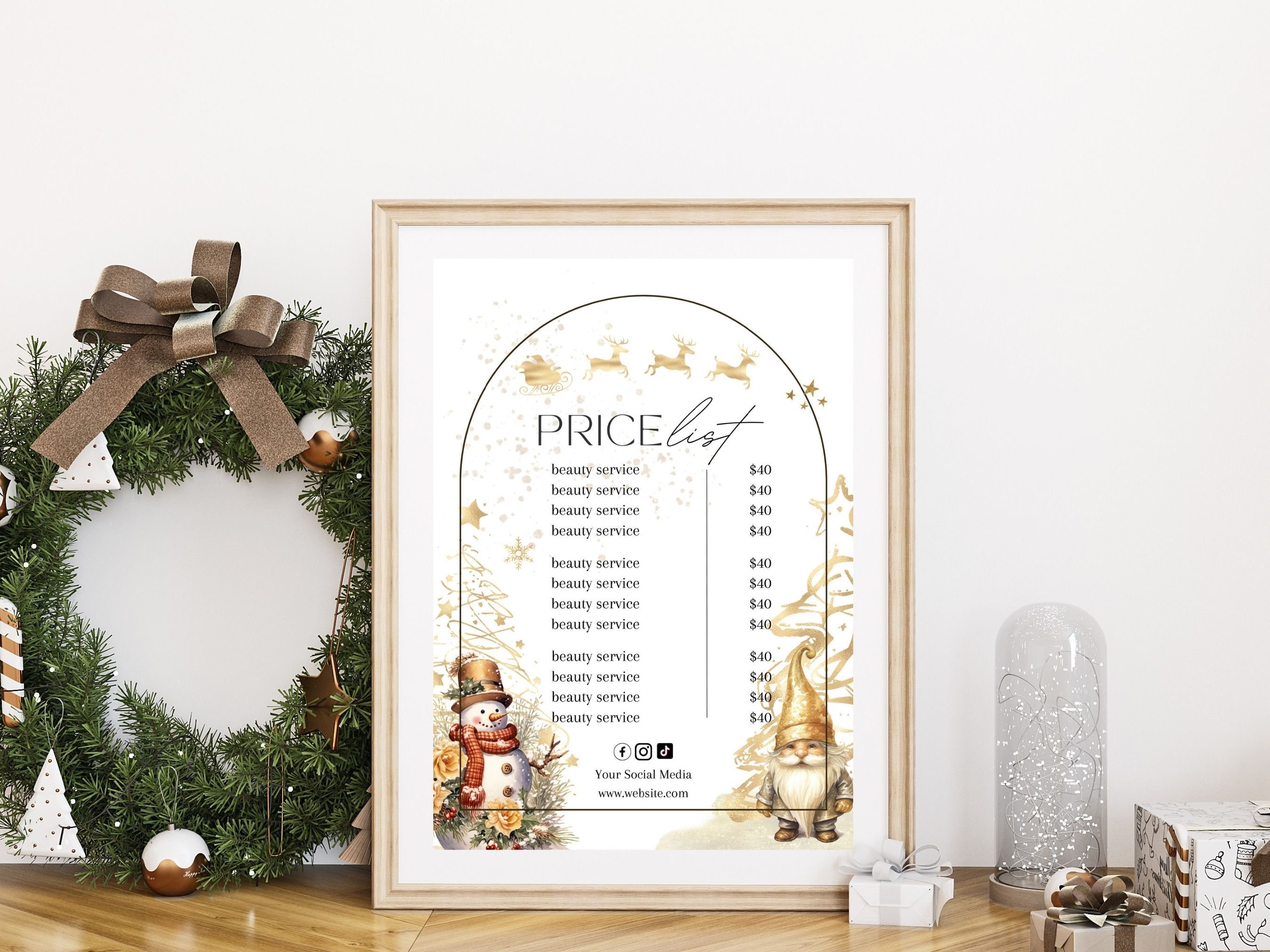 Christmas Price List Template Editable, Spa and Salon Price List ...