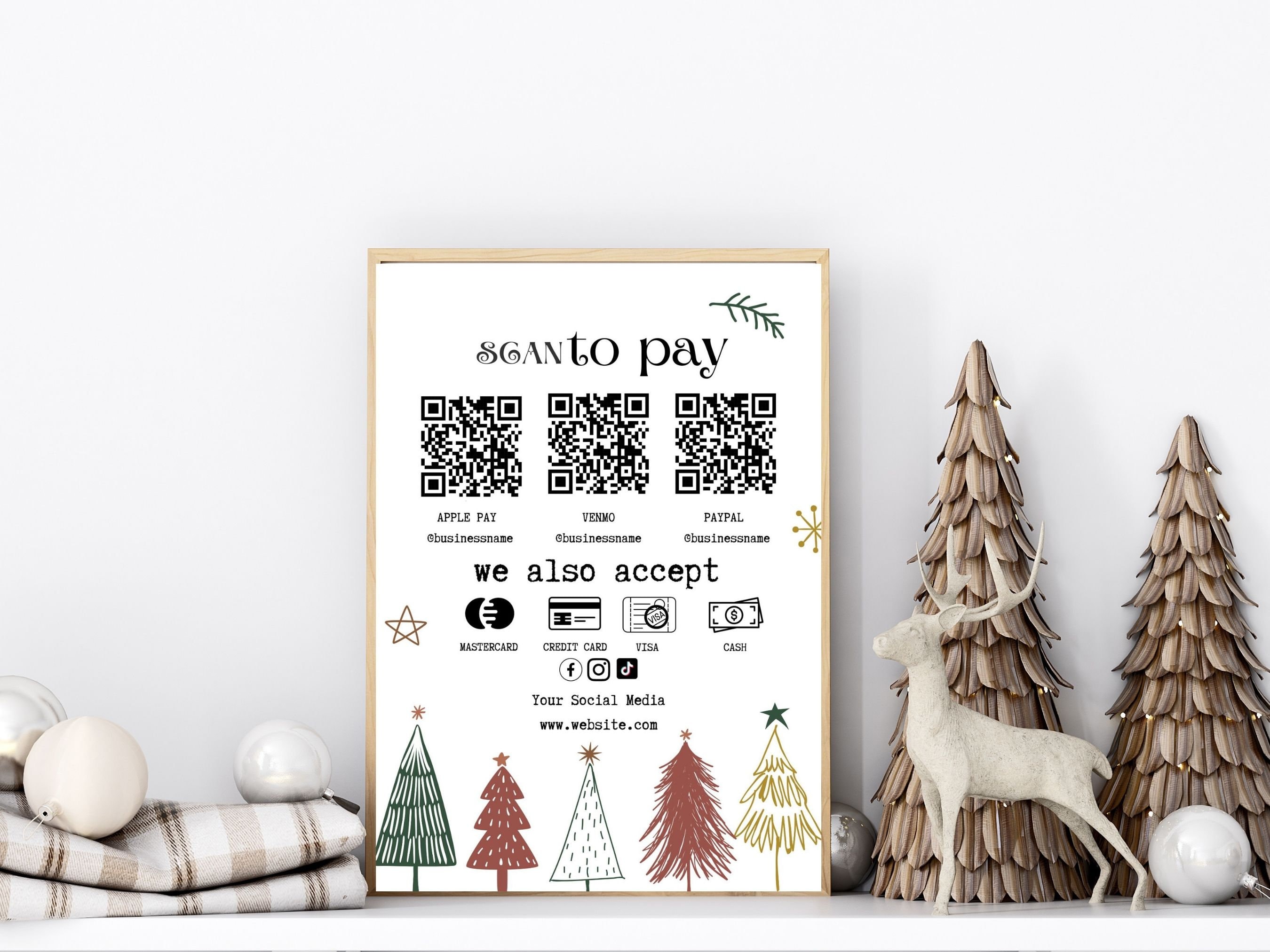 Christmas Scan to Pay Canva Template, Editable QR Scan to Pay Canva ...
