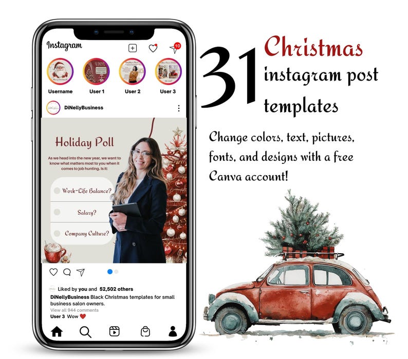 Recruitment Christmas Instagram Post Templates, Recruitment Holiday ...