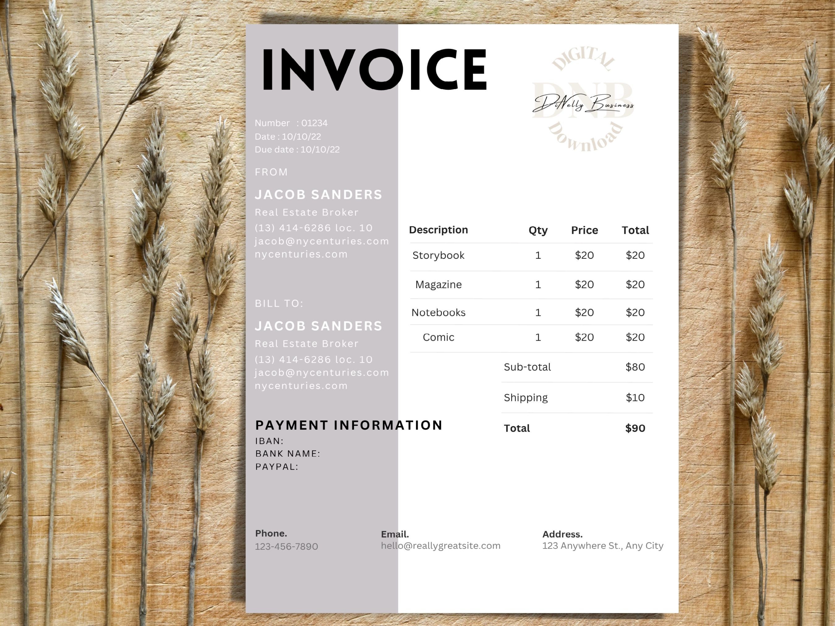 CANVA Invoice Template, Simple Invoice Template, Invoice, Invoice ...