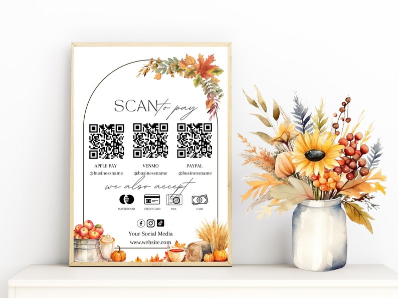 Autumn QR Code Scan to Pay Template, QR Code Payments Template, Scan to ...