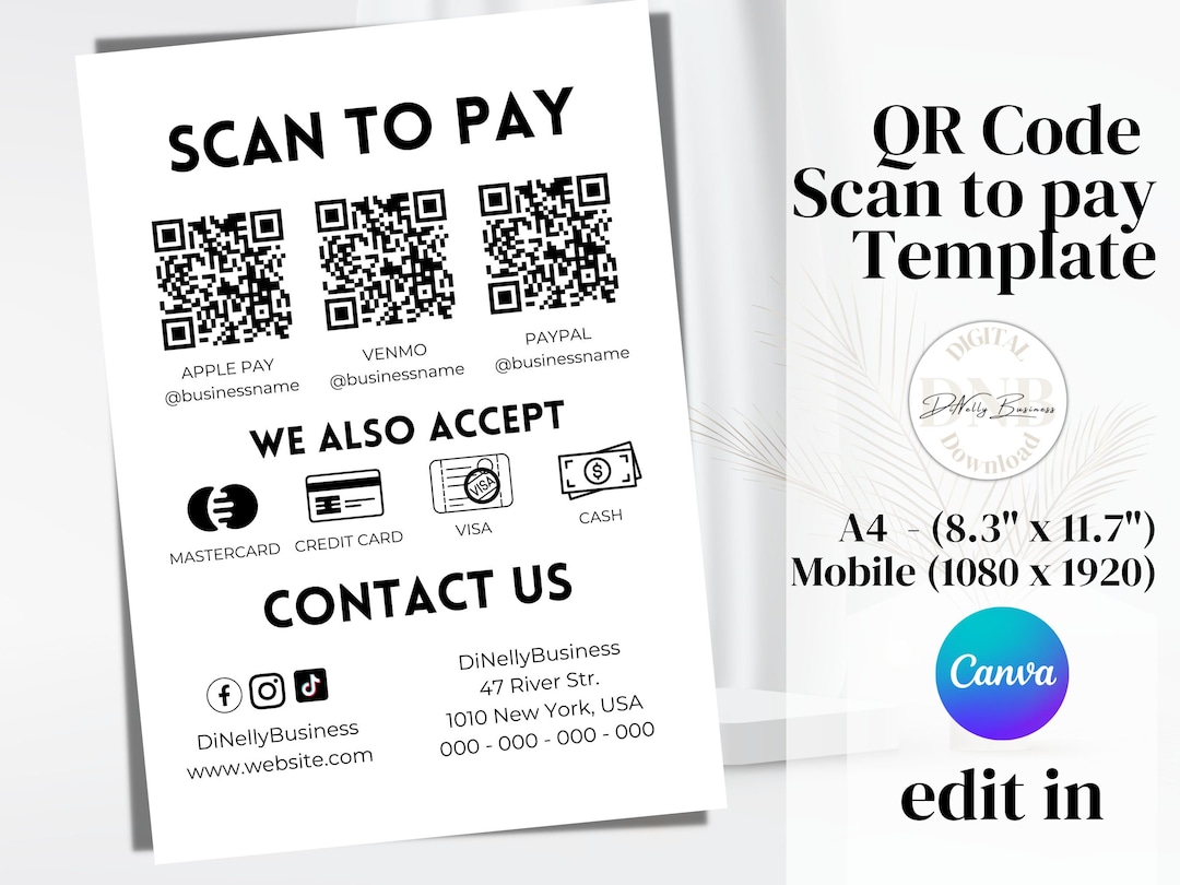 QR Code Scan to Pay Template, Minimalistic Scan to Pay Template, QR ...