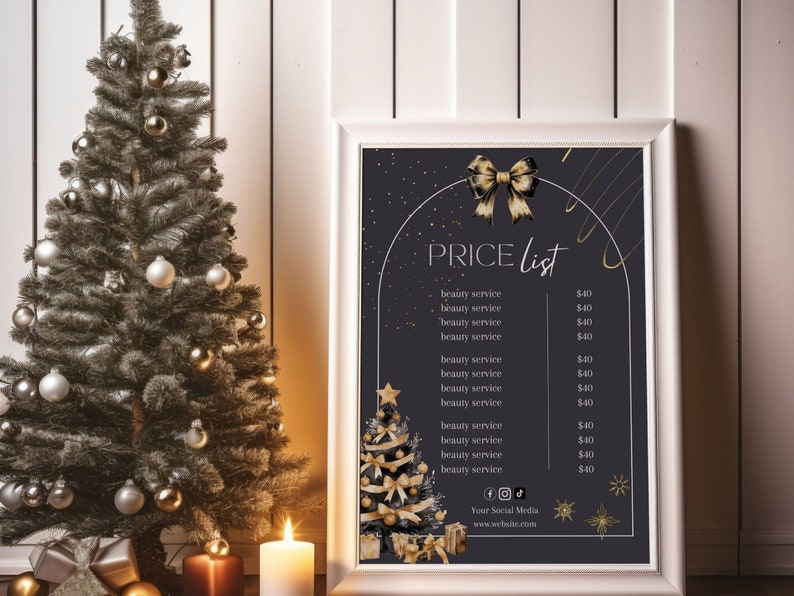 Black and Gold Christmas Price List and Scan to Pay Template; QR Code ...