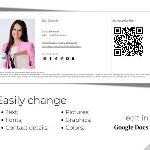Editable Email Signature Template With QR Code, Editable Google Docs ...