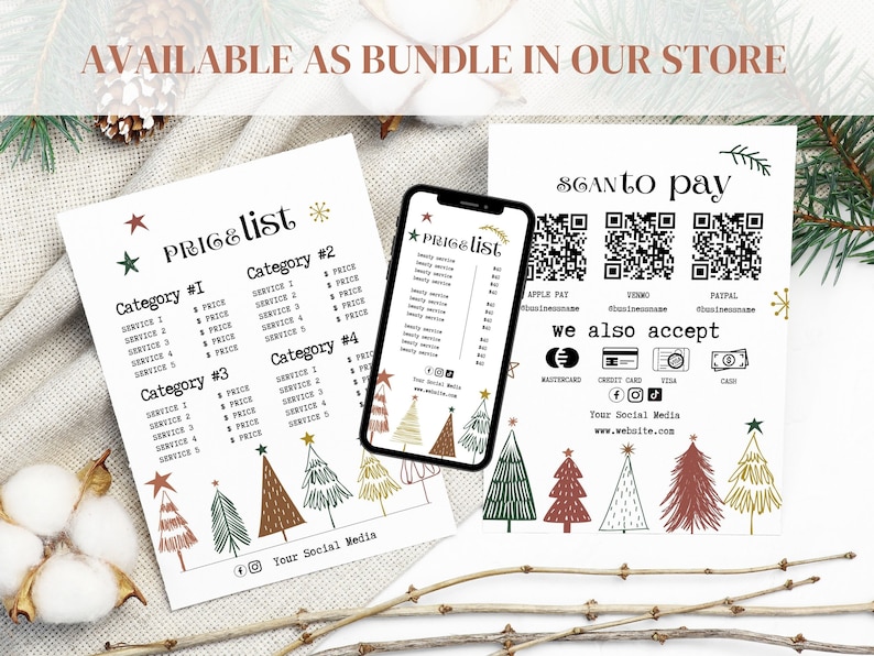 Christmas Scan to Pay Canva Template, Editable QR Scan to Pay Canva ...