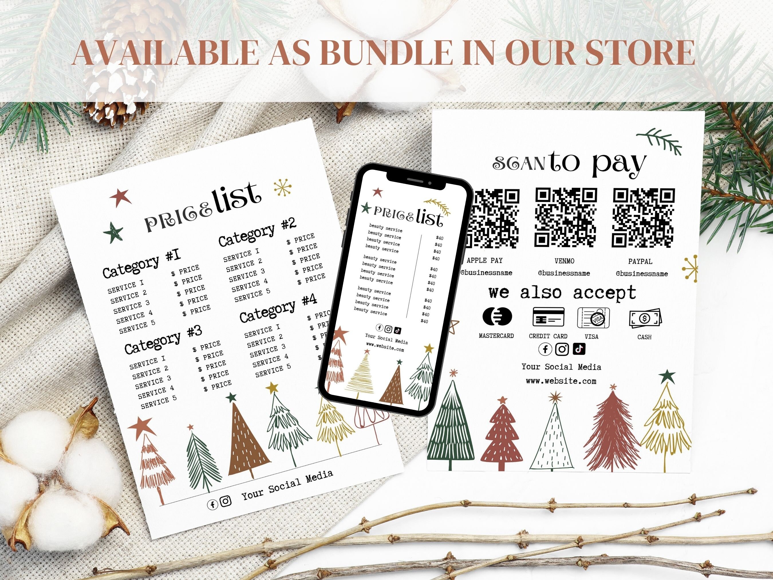 Christmas Scan to Pay Canva Template, Editable QR Scan to Pay Canva ...