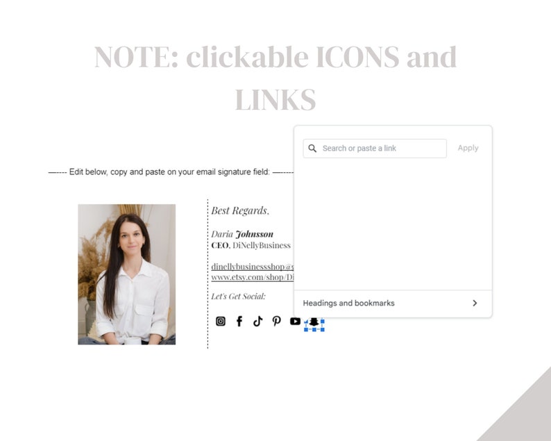 Email Signature Template, Editable Google Docs Signature Design ...