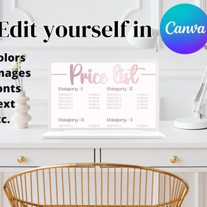 Rose Gold Price List Template, Editable Price List Template Canva ...