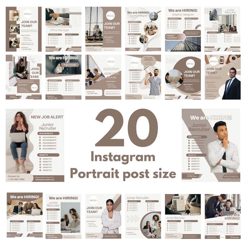 20 Boho Recruitment Instagram Post Templates | HR Agency Social Media ...