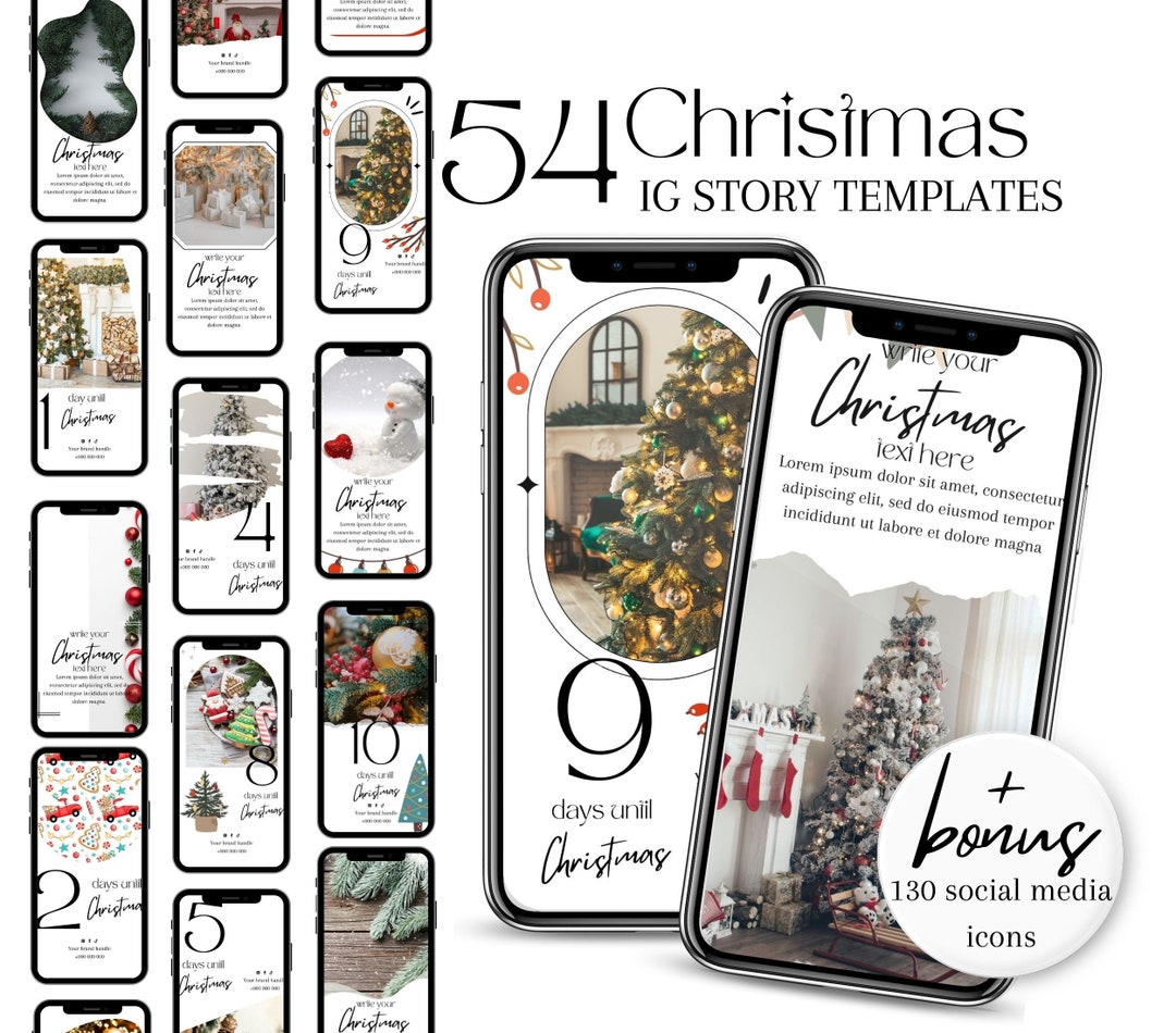 White Christmas Instagram Story Templates, White Christmas Social Media ...