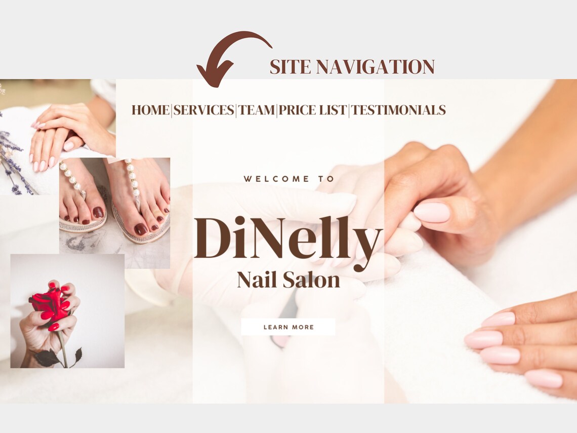 Nail Salon Website Canva Template, Canva Website Design for Small ...