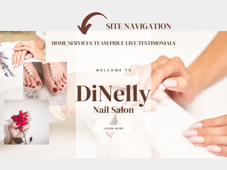 Nail Salon Website Canva Template, Canva Website Design for Small ...