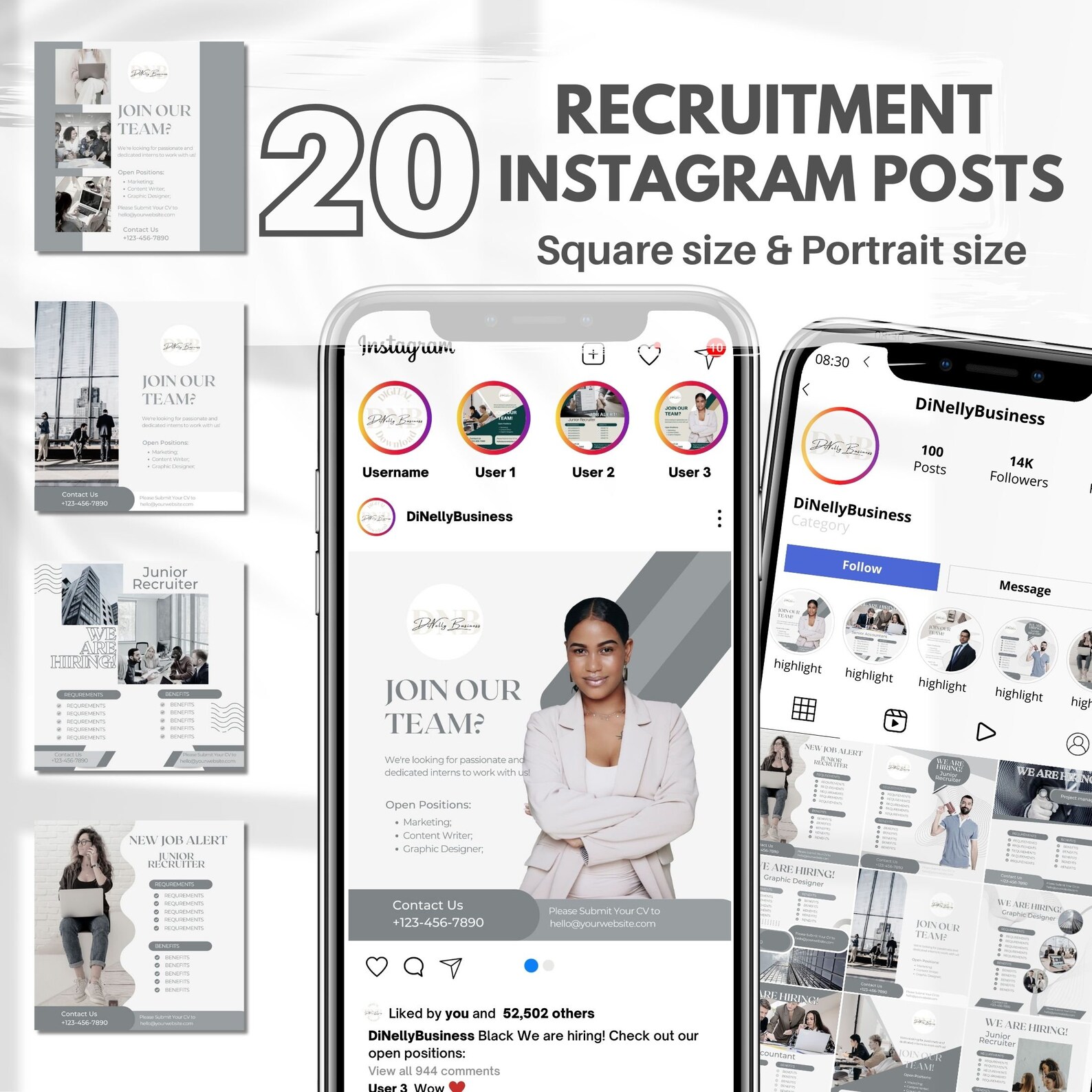 20 Recruitment Instagram Post Templates | We Are Hiring Instagram Posts ...