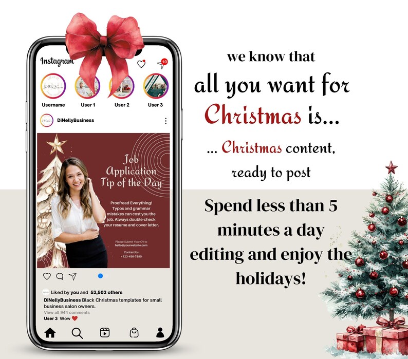 Recruitment Christmas Instagram Post Templates, Recruitment Holiday ...