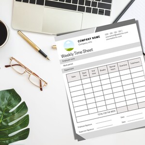 Printable Employee Time Sheet, Weekly Time Tracker, Working Hours ...