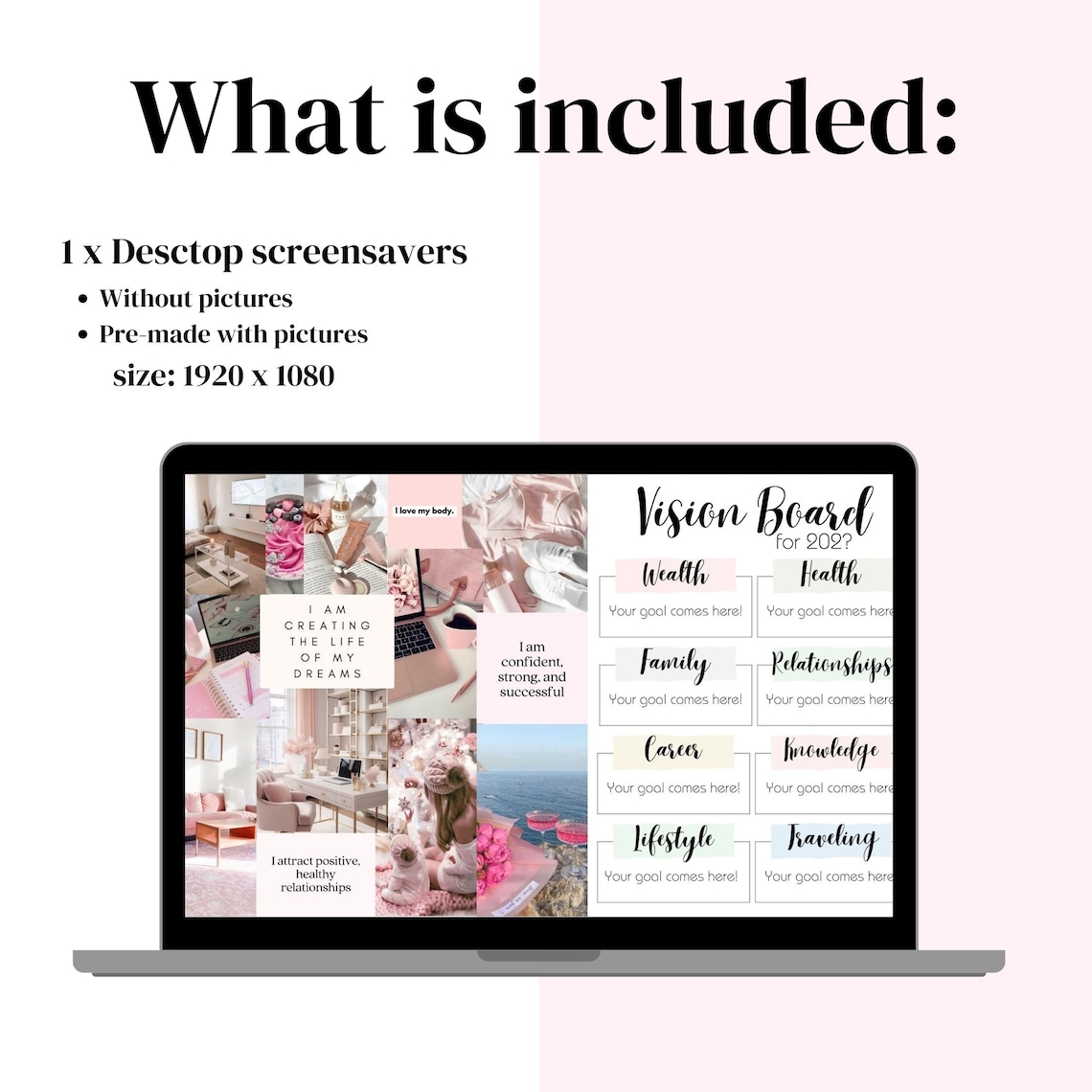 Editable Digital Vision Board Template, Wallpaper Vision Board ...