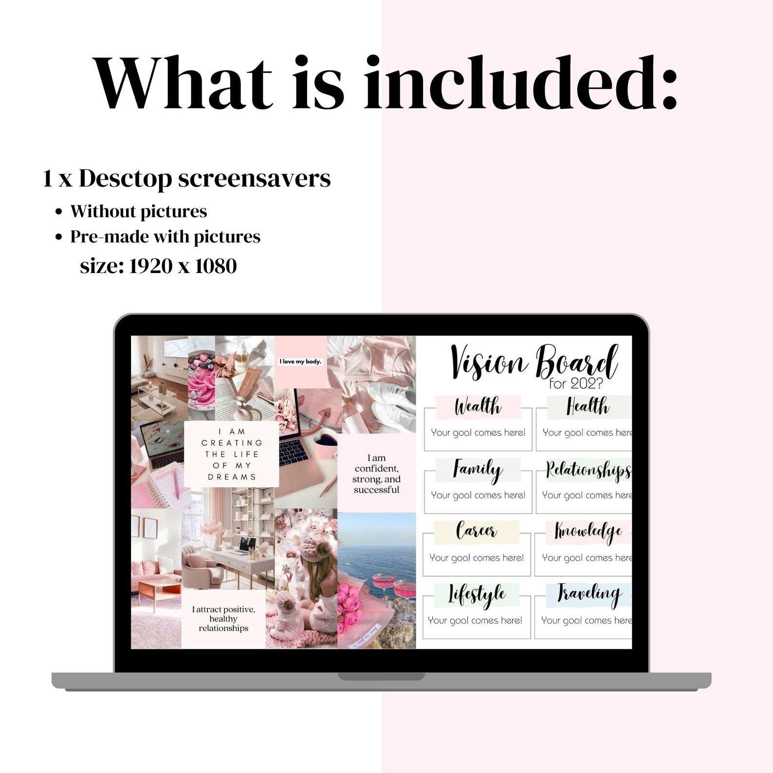 Editable Digital Vision Board Template, Wallpaper Vision Board ...