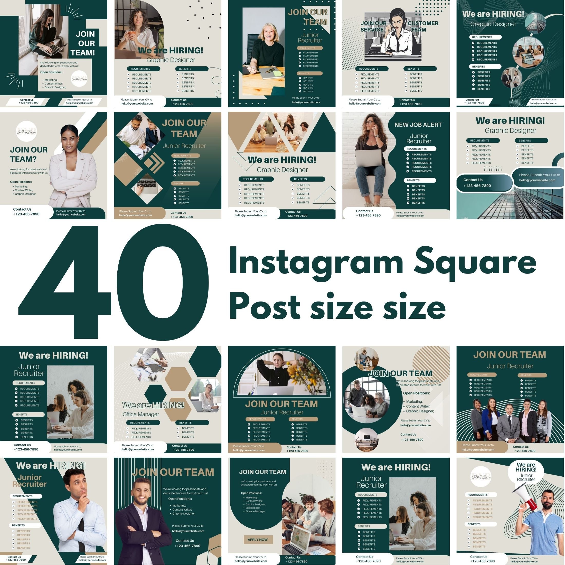 Recruitment Instagram Post Templates | Job Offers Instagram Posts ...