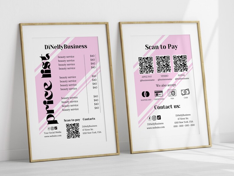 Pink Price List and Scan-to-pay Template, Editable in Canva, Craft Show ...