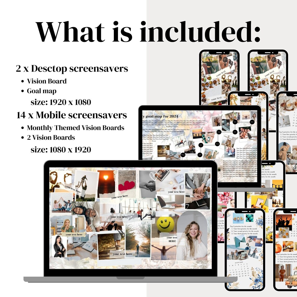 2025 Editable Vision Board Template, Floral Digital Vision Board , 2025 ...