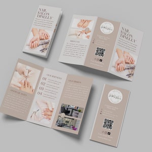 Trifold Nail Salon Brochure Template, Flyer Template Editable in Canva ...