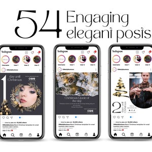 54 Black Christmas Instagram Post Templates; Elegant Salon Christmas IG ...