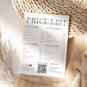 Minimalistic Price List Template, Editable Price List Template Canva ...