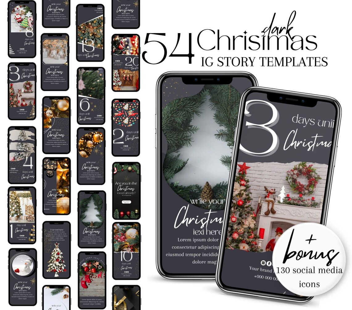 Black Christmas Instagram Story Templates, 54 Salon IG Story Templates ...