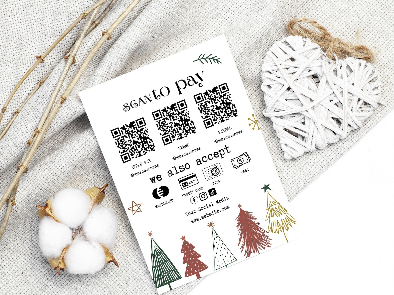 Christmas Scan to Pay Canva Template, Editable QR Scan to Pay Canva ...