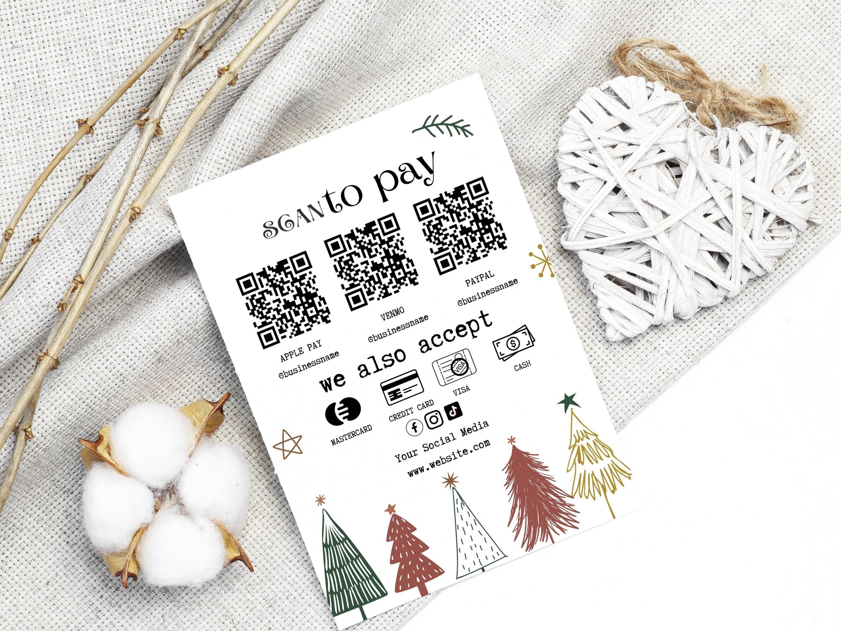 Christmas Scan to Pay Canva Template, Editable QR Scan to Pay Canva ...