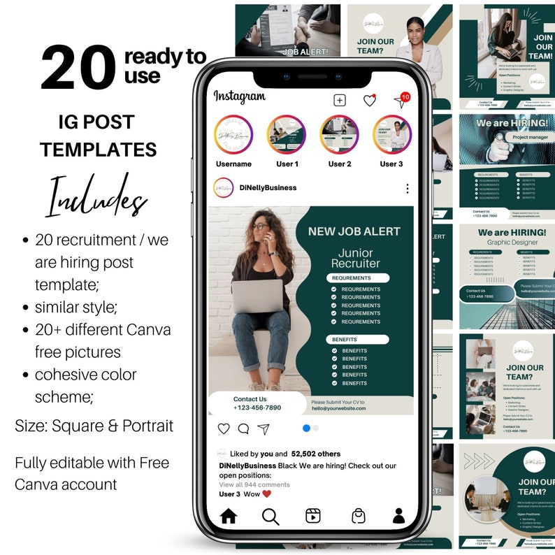 Human Resources Instagram Post Templates We Are Hiring Instagram Posts ...