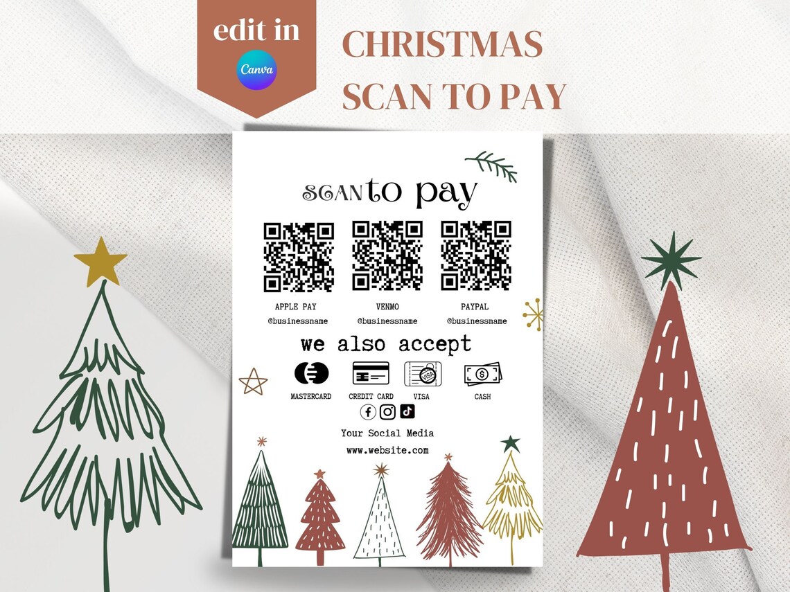 Christmas Scan to Pay Canva Template Editable QR Scan to Pay - Etsy
