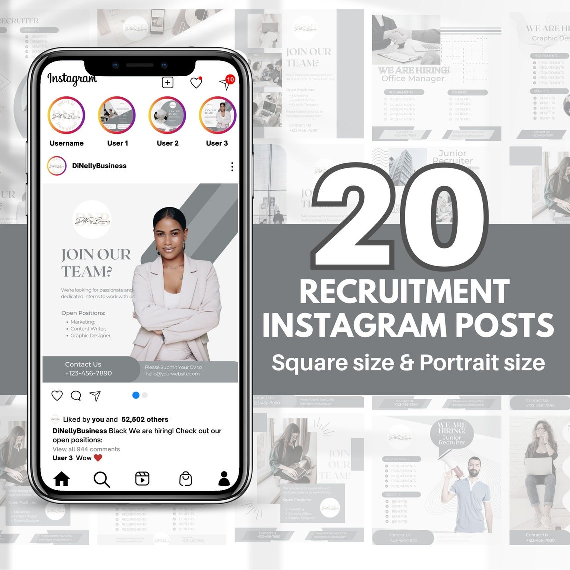 20 Recruitment Instagram Post Templates | We Are Hiring Instagram Posts ...