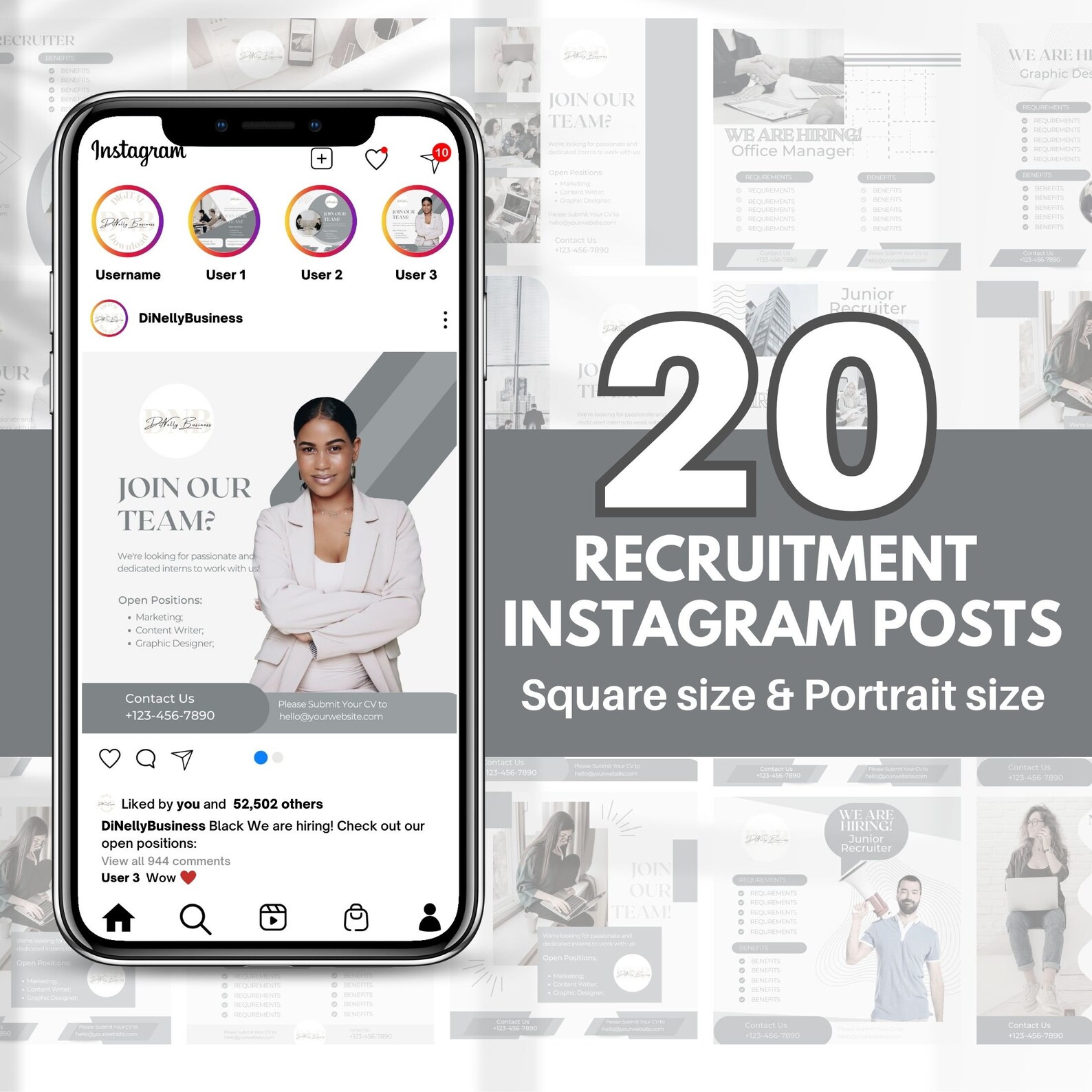 Human Resources Instagram Post Templates We Are Hiring Instagram Posts ...