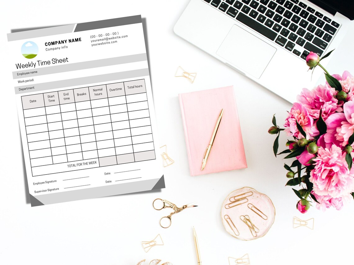 Printable Employee Time Sheet, Weekly Time Tracker, Working Hours ...