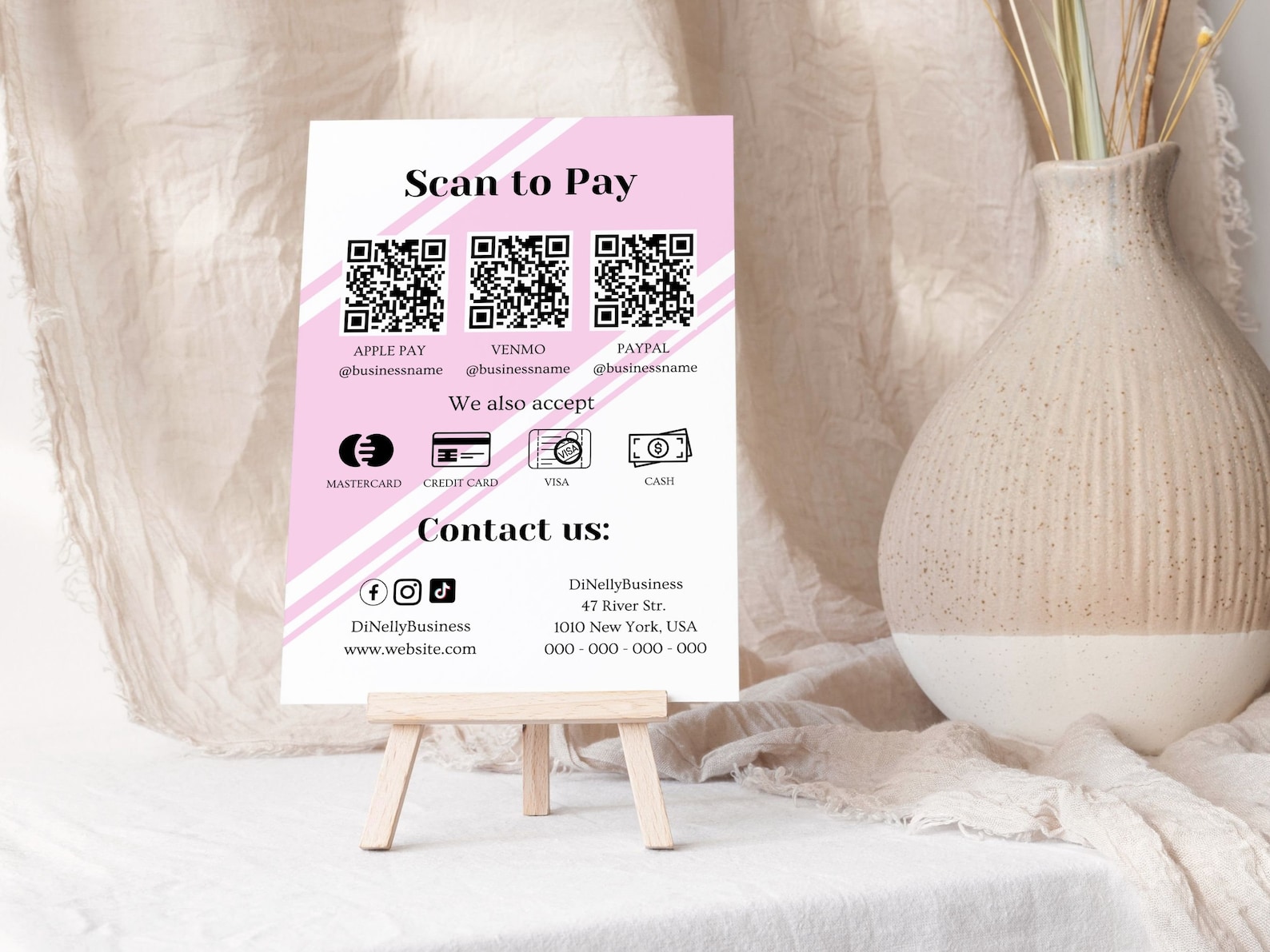 Pink Price List and Scan-to-pay Template, Editable in Canva, Craft Show ...