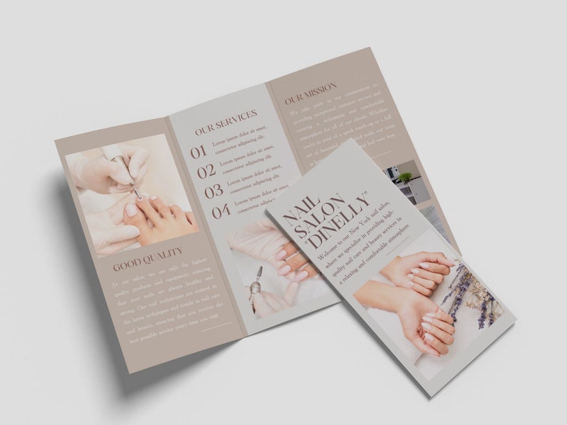 Trifold Nail Salon Brochure Template, Flyer Template Editable in Canva ...