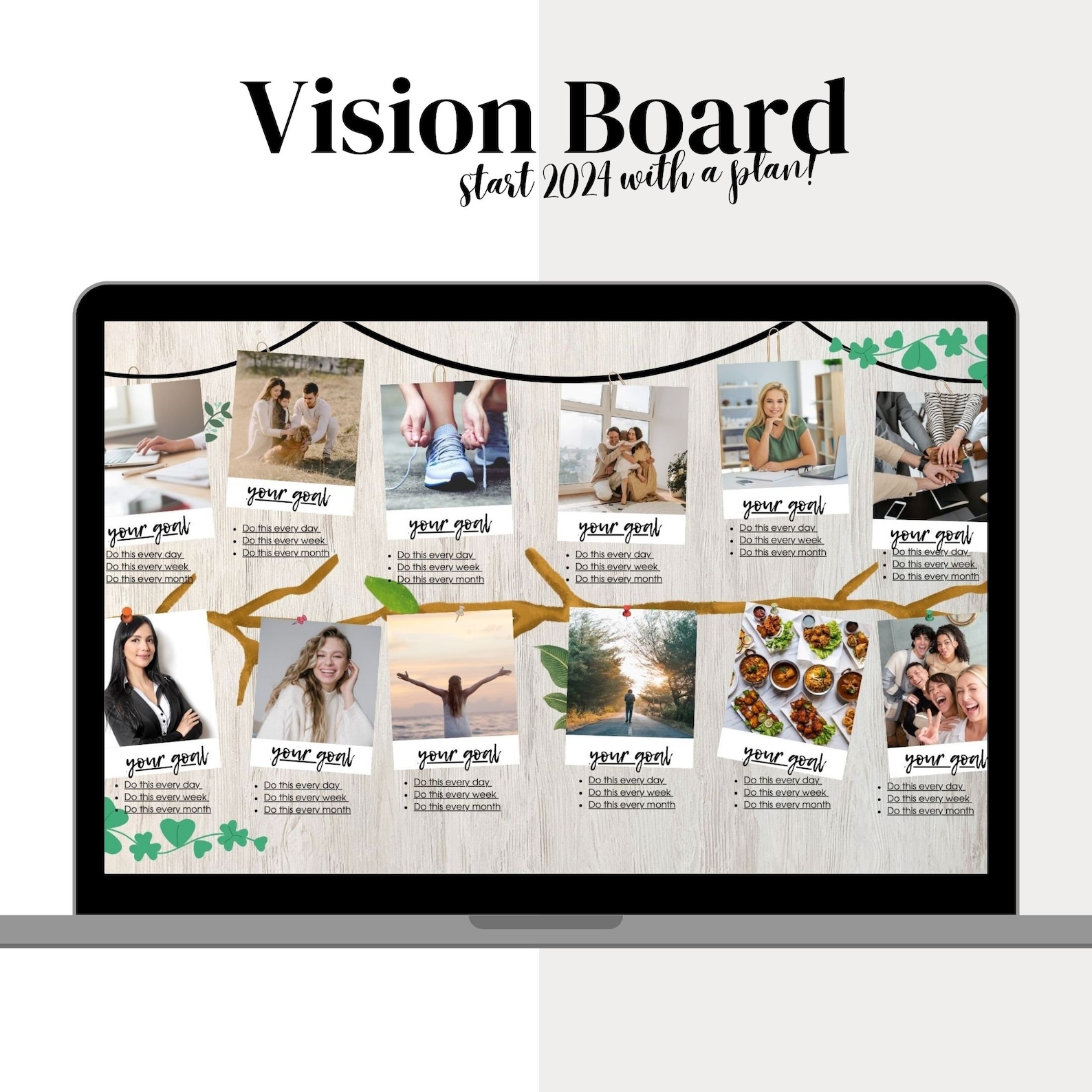 Editable Vision Board Template, Boho Vision Board Printable, 2025 ...