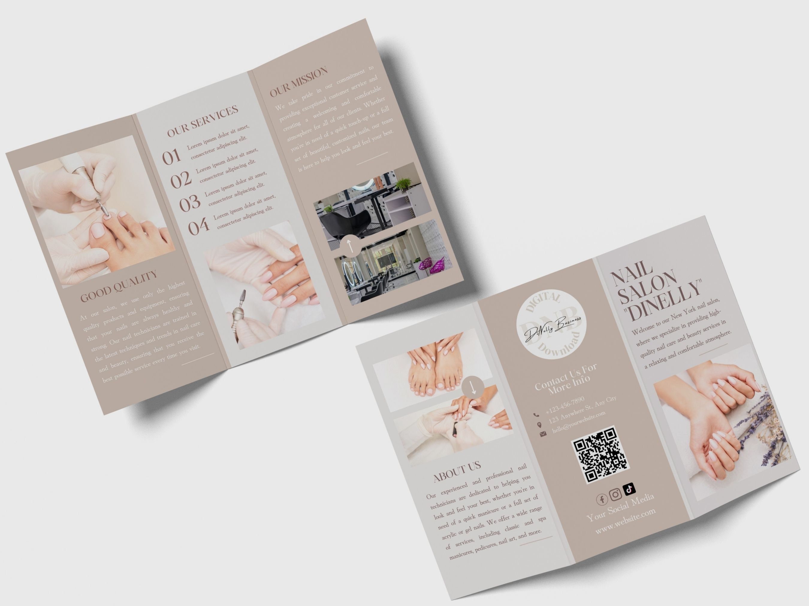 Trifold Nail Salon Brochure Template, Flyer Template Editable in Canva ...
