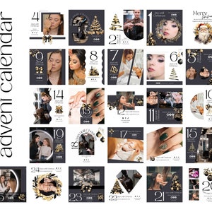 54 Black Christmas Instagram Post Templates; Elegant Salon Christmas IG ...