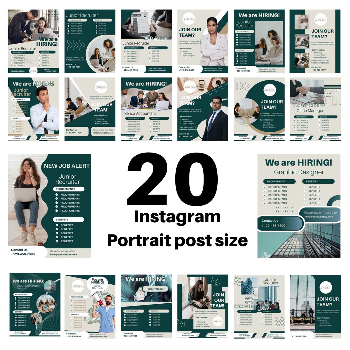 Recruitment Instagram Post Templates - Canva | We Are Hiring Posts | HR ...